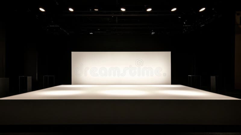 Empty Stage with Spotlights in Dimly Lit Theater Environment Stock ...