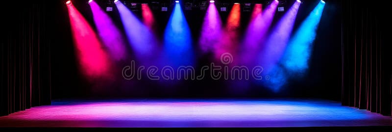 Empty Stage Spotlights. Dramatic Color Illumination, Entertainment ...