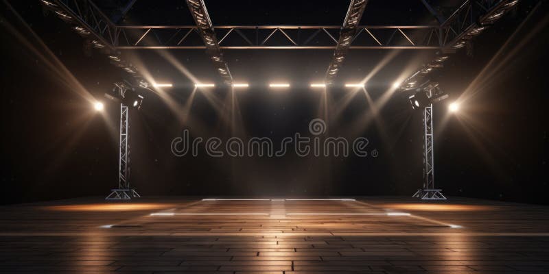 An Empty Stage with Spotlights on the Floor Stock Illustration ...