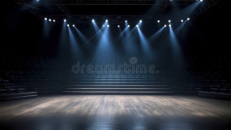 Empty Stage with Spotlights and Spotlights Stock Illustration ...