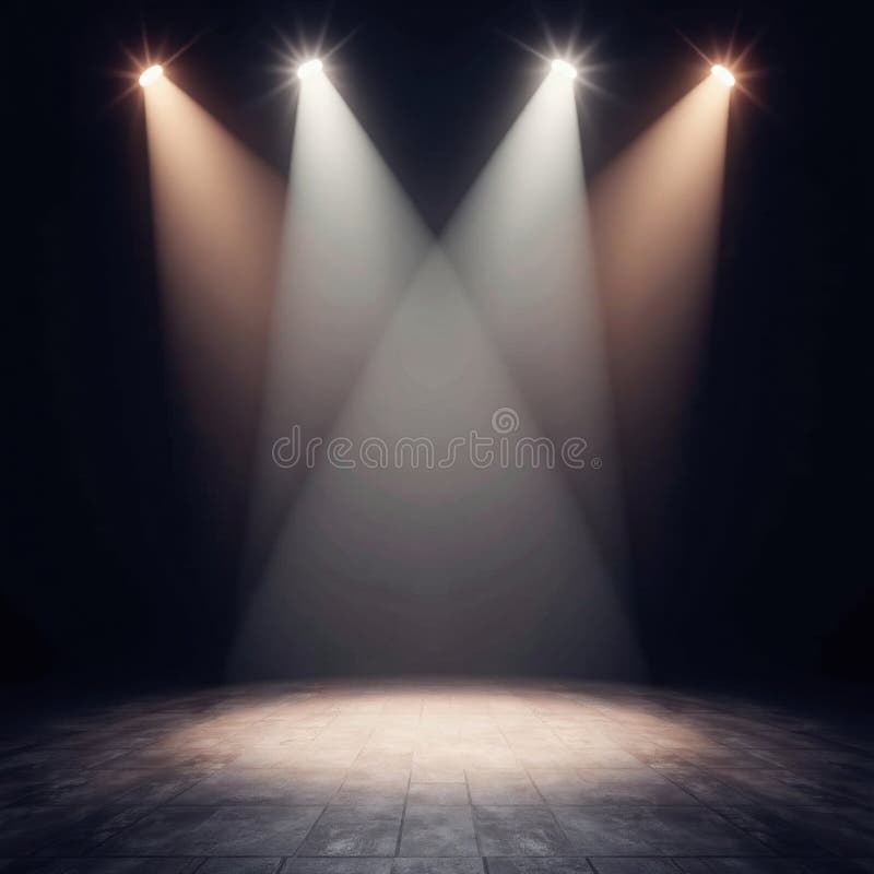 Empty Stage, Spotlights Illuminate Dark Floor, Equipment, Stage Stock ...