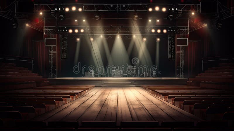 Empty Stage with Spotlights, Smoke and Spotlights in a Dark Room Stock ...