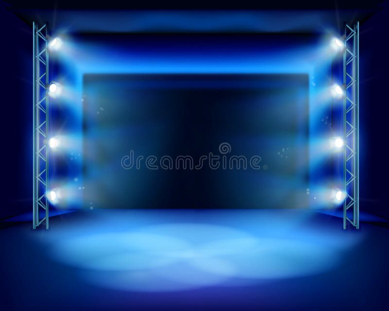 Empty Stage with Spotlights. Vector Illustration. Stock Vector ...