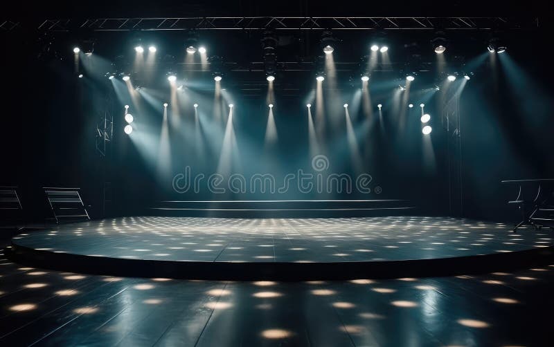 Empty Stage of the Theater, Lit by Spotlights before the Performance ...