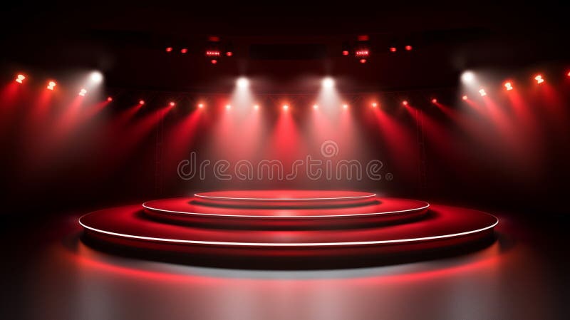 Empty Stage of the Theater and Theatrical Serenity, Red Stage Light ...