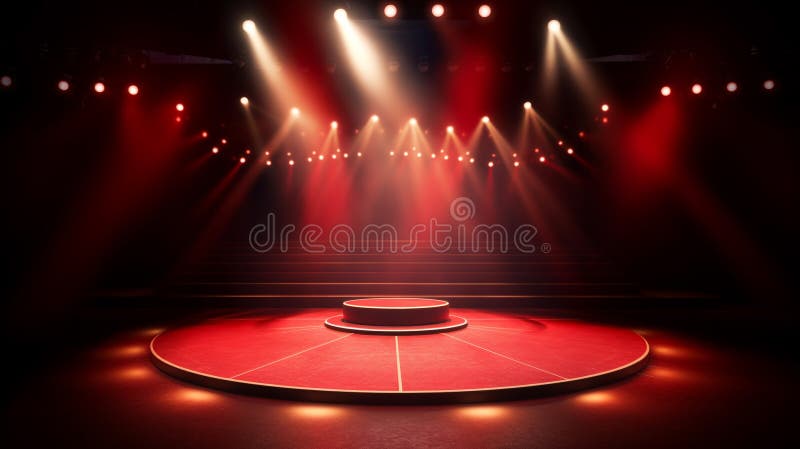 Empty Stage of the Theater and Theatrical Serenity, Red Stage Light ...