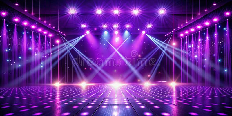 Empty Stage Transformed: Violet Bokeh, Diode Tape, and Neon Spotlights ...