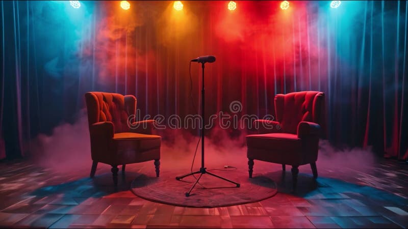 Stage Spotlight with Red Chairs, Stage Spotlight on Stage, Stage ...