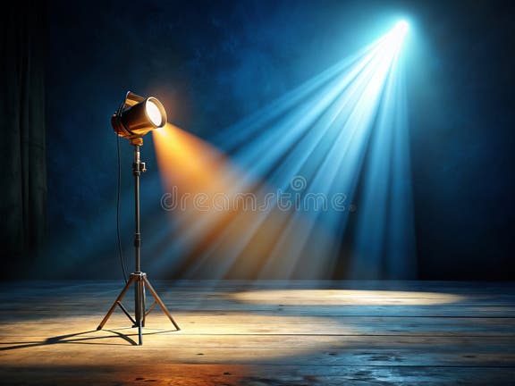 Empty Stage Under Dramatic Night Spotlight Cinematic Lighting for a ...
