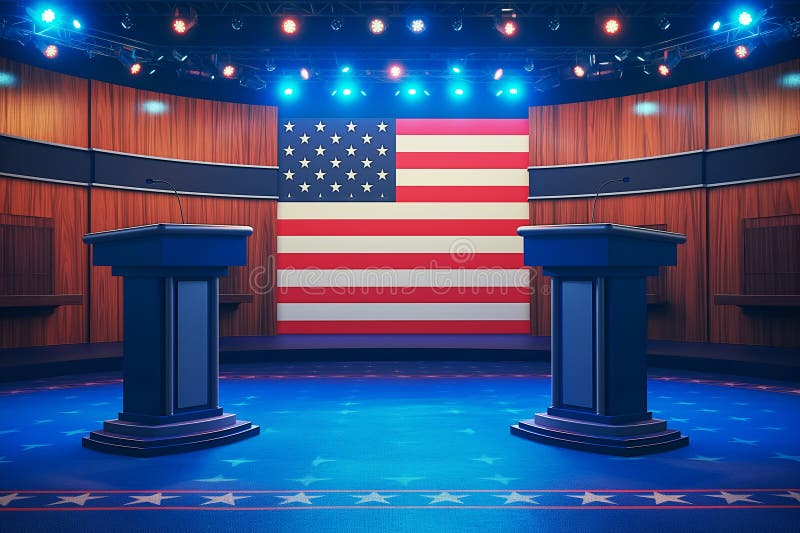 An Empty Stage for the US Election Debate. American Debate Scene Stock ...