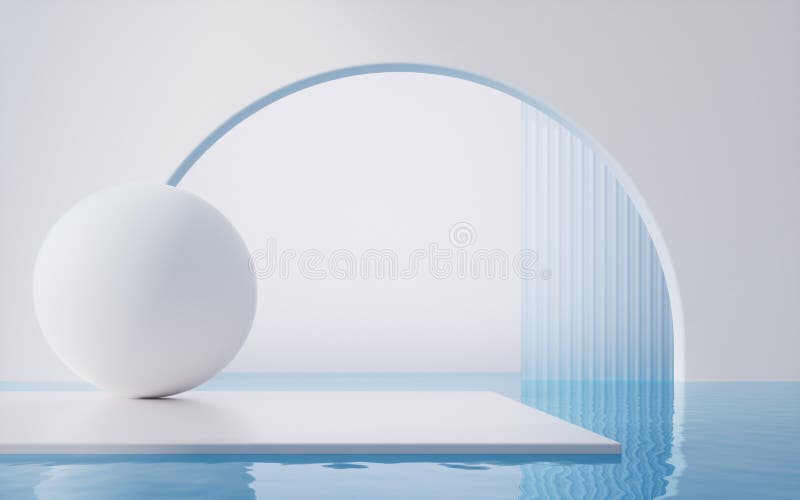 Empty Stage with Water Surface, 3d Rendering Stock Illustration ...