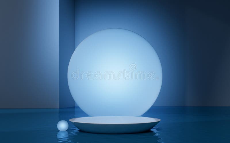 Empty Stage with Water Surface, 3d Rendering Stock Illustration ...