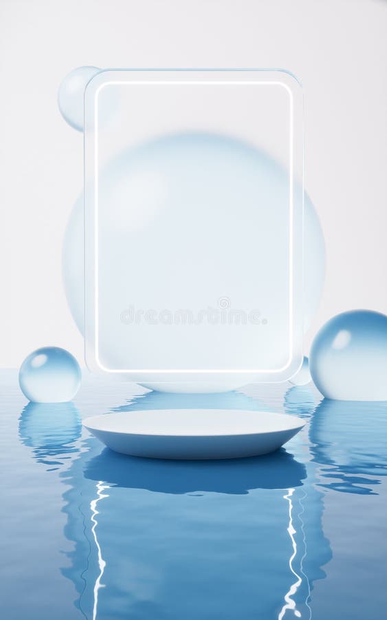 Empty Stage with Water Surface, 3d Rendering Stock Illustration ...