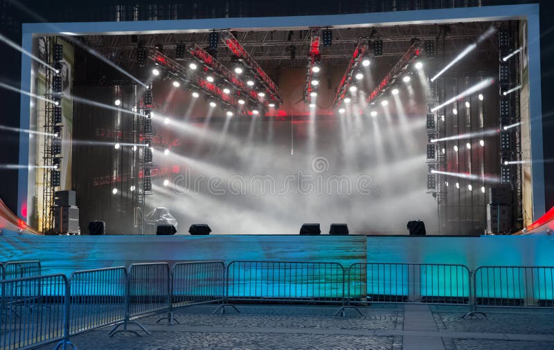 Empty Stage with White Lights Stock Image - Image of metal, concert ...
