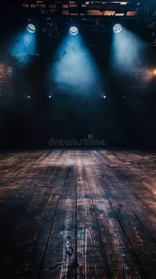 Empty Stage with Wooden Floor and Dramatic Lighting Stock Photo - Image ...