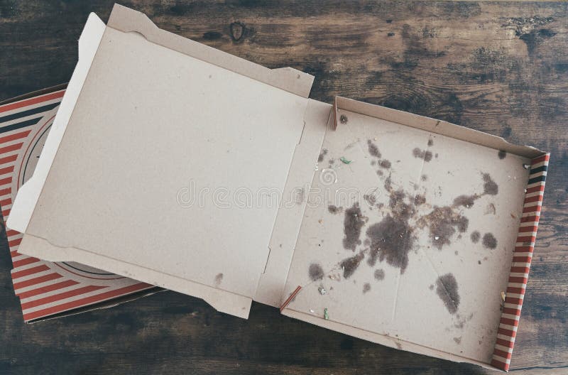 Empty Stained Cardboard Pizza Delivery Boxes Stock Photo - Image of ...