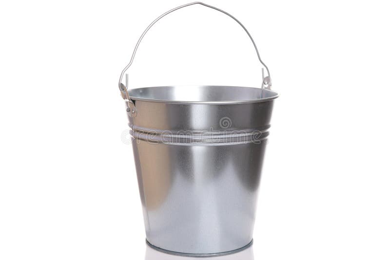 Empty Stainless Steel Bucket on White Isolated Background Stock Image ...