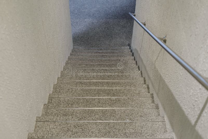 Empty Stair with Steel Railing - Indoor Modern Architecture Stock Image ...