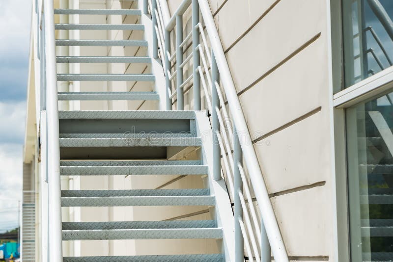 Empty Stairs.Steel Stair for Fire Exit Door in Factory Stock Image ...