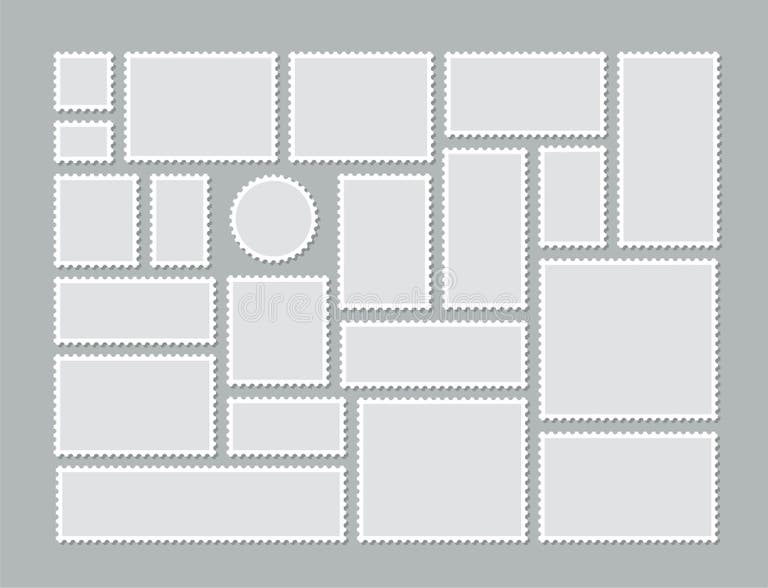 Empty Stamps Collection with Different Shapes. Postage Perforated ...