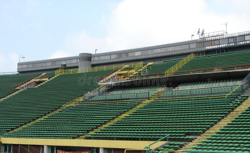 Empty Stands at the Football Stadium at Night Stock Photo - Image of ...