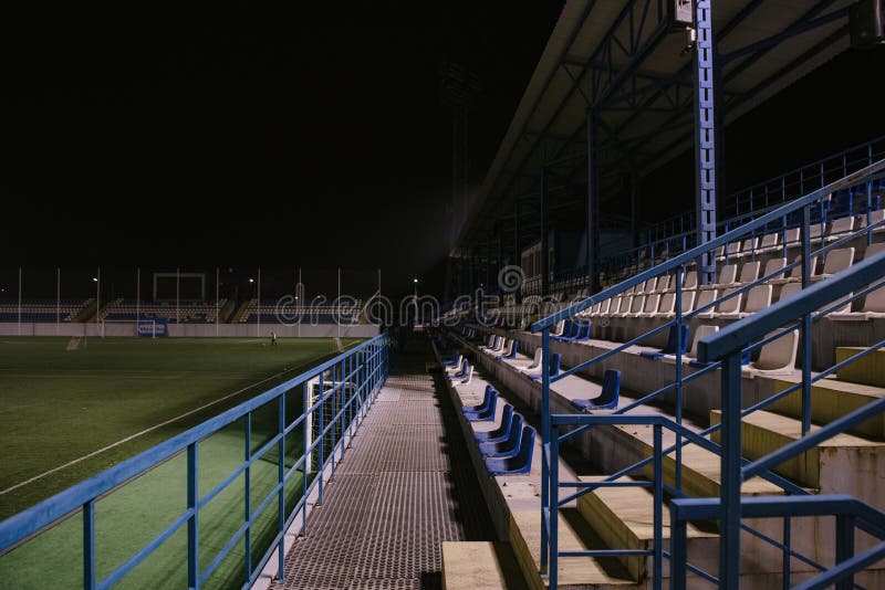 Empty Stands at the Football Stadium at Night Stock Photo - Image of ...