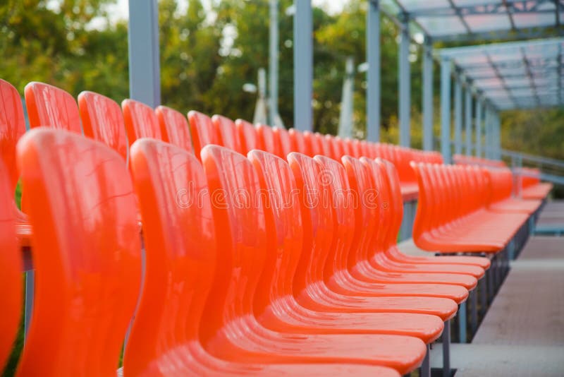 Empty Stands with Plastic Seats Stock Image - Image of spectator ...