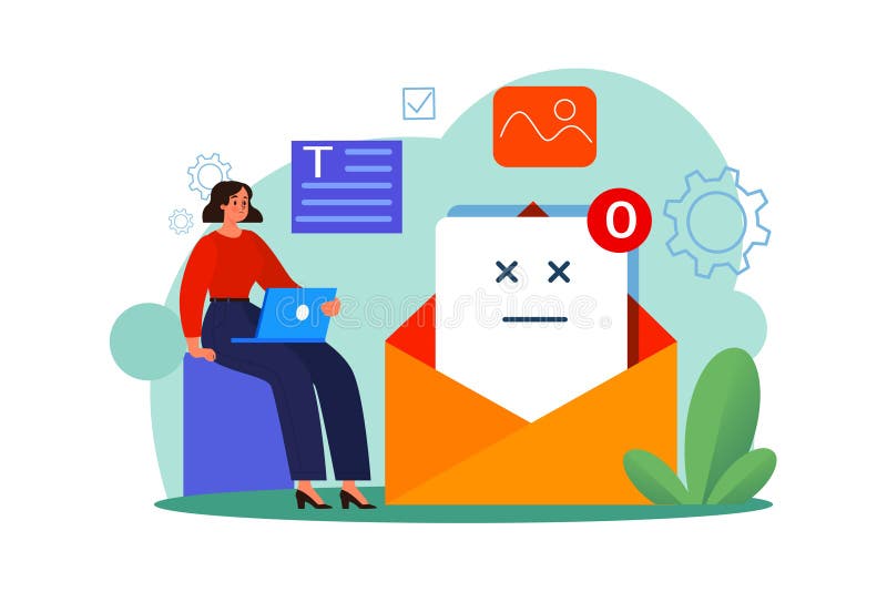 Empty Inbox Flat Illustration Concept. Stock Vector - Illustration of ...