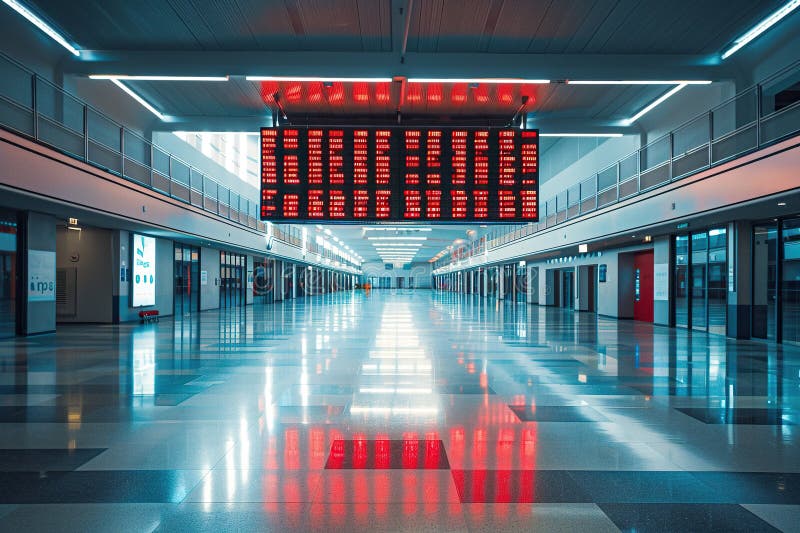 Empty Station or Airport with a Large Timetable Board. Stock ...