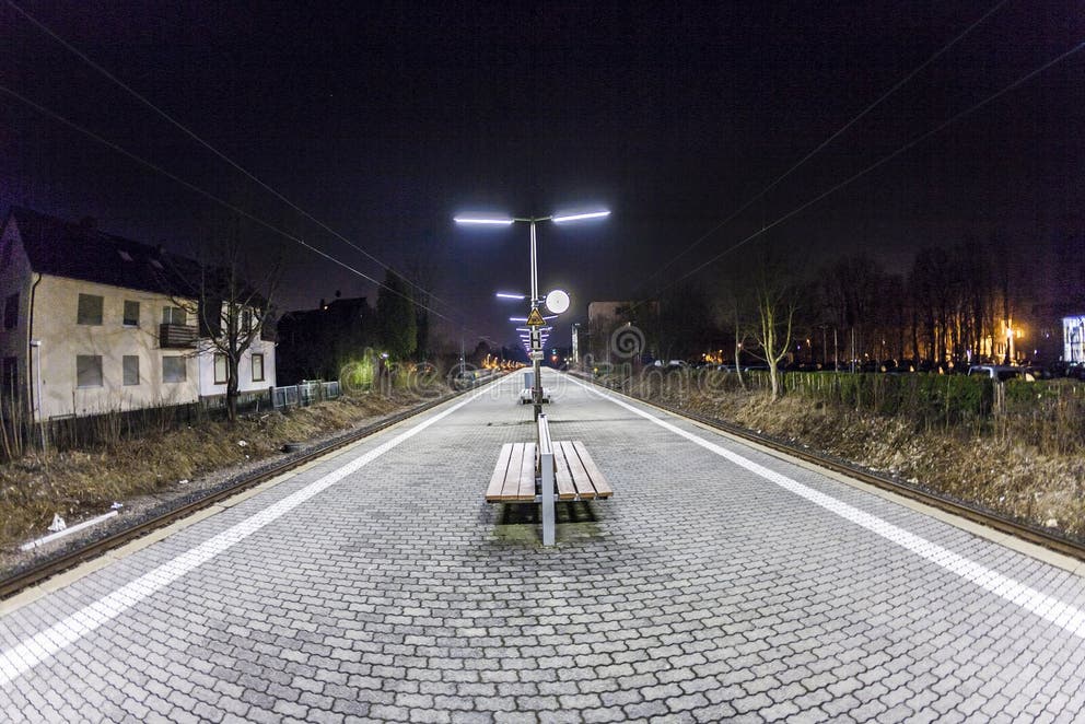 Empty Station Platform at Night Stock Photo - Image of concourse ...
