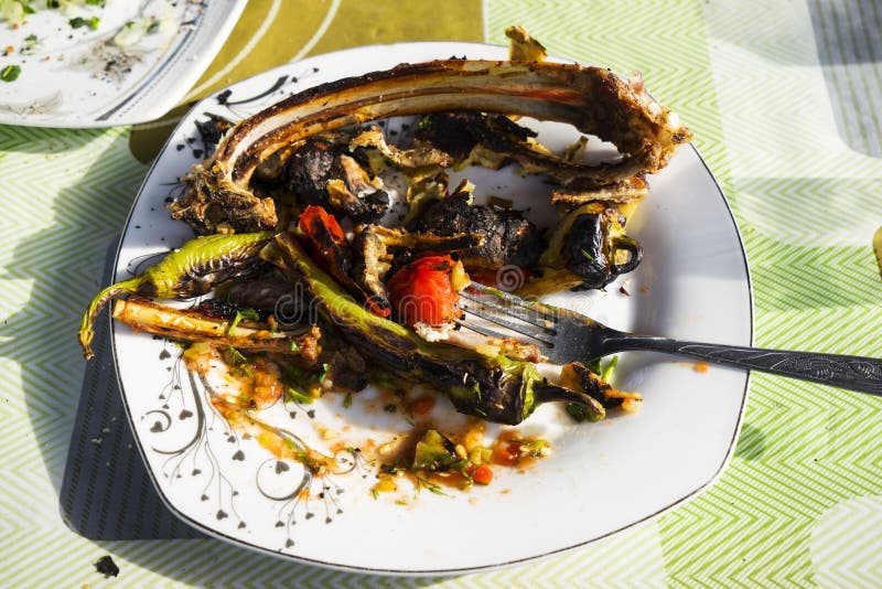 Empty Steak Dish after Meal on White Plate Stock Photo - Image of ...