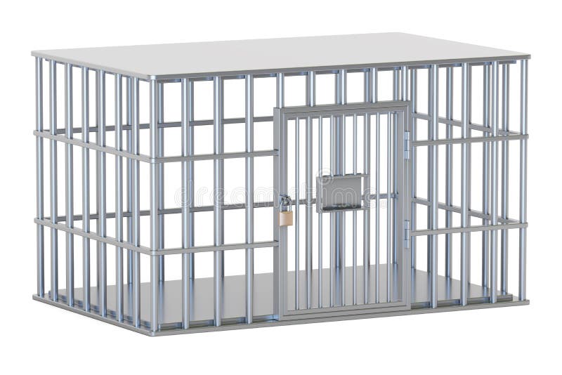 Empty Steel Cage, Prison Cell. 3D Rendering Stock Illustration ...