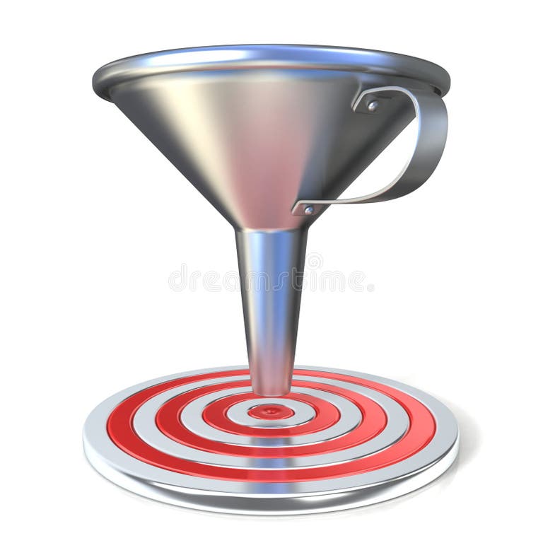 Empty Steel Funnel and Red Target Stock Illustration - Illustration of ...