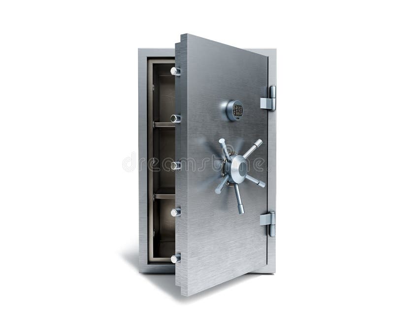 Empty Steel Safe with an Opened Door, Isolated on White Background ...