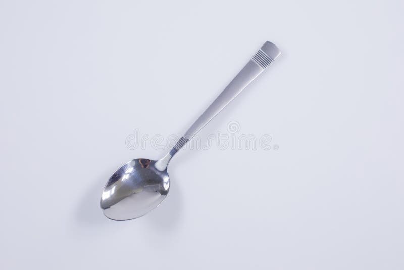 Empty Steel Spoon Isolated on White Background Stock Photo - Image of ...