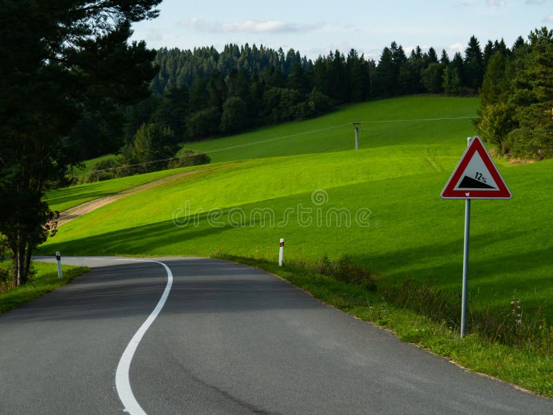 Empty Steep Road, No Cars. Sunny Day Stock Photo - Image of mountain ...