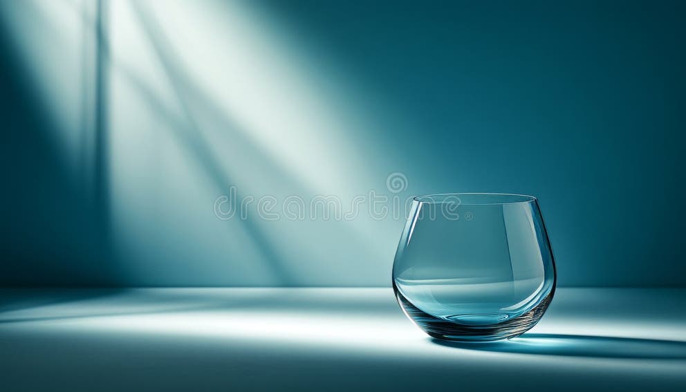 Empty Stemless Glass with Light and Shadow Reflections, Minimalist ...
