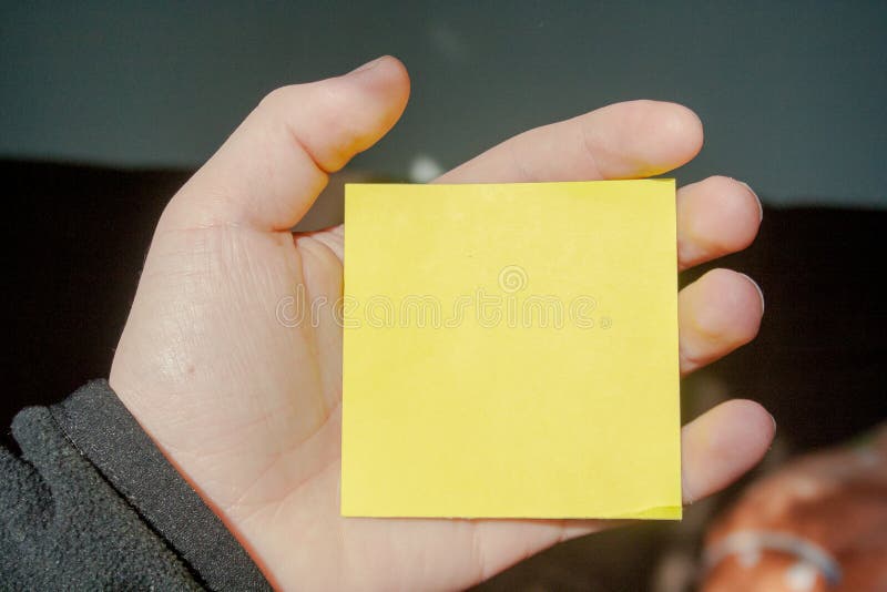 Empty Sticky Note in Human Fingers. Stock Photo - Image of finger ...