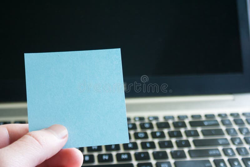 Empty Sticky Note on Laptop Keyboard Background. Stock Image - Image of ...