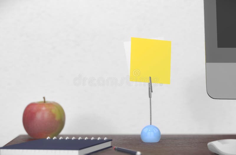 Empty Sticky Note Paper Reminder on Office Table Template Stock ...