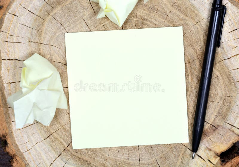Empty Sticky Note Paper with Pen on Table Stock Image - Image of note ...