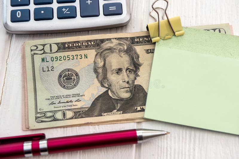 Empty Sticky Post it Note for Your Message on Dollar Bills for Design ...