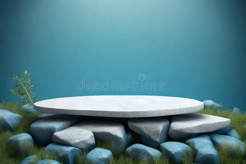 Stone Platform in Tropical Forest for Product Presentation and Green ...