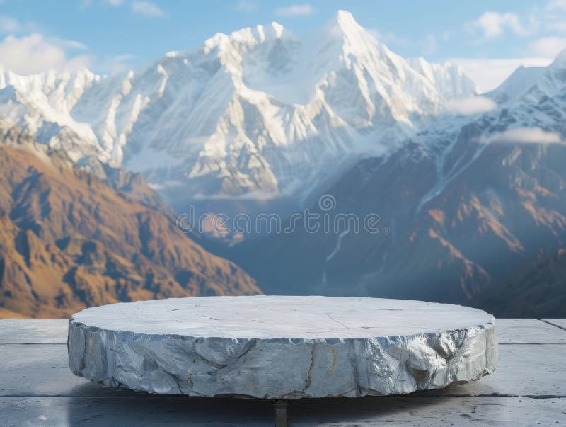 Empty Stone Podium with Himalayan Mountains Backdrop Stock Illustration ...