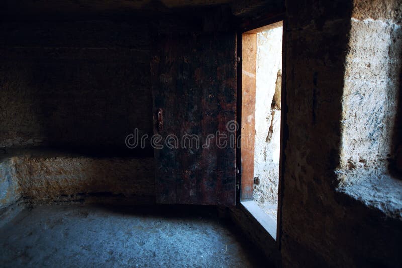 Open ancient door stock image. Image of door, cell, grunge - 195904149