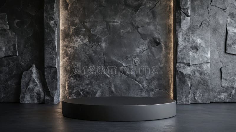 Empty Stone Stage with Textured Rock Background for Design Mockups and ...
