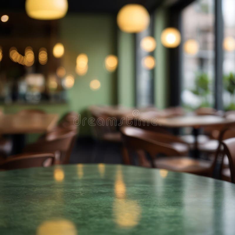 Empty Stone Tabletop on Blurred Background Inside Restaurant. Mockup ...