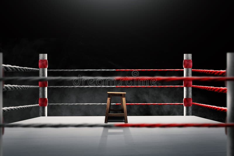 An Empty Stool Inside the Ring with No People in the Gym Stock Photo ...
