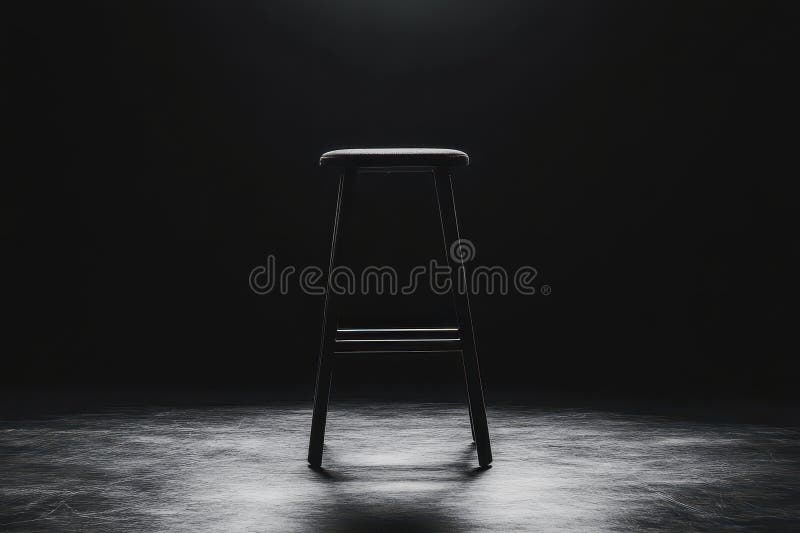 Empty Stool in Studio Setup Against Dark Background Stock Photo - Image ...