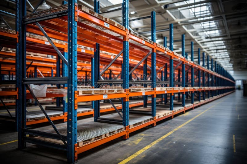 Empty Storage Racks in Mega Store. Stock Illustration - Illustration of ...